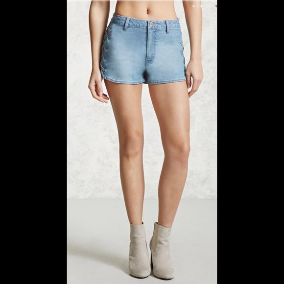 Shorts | Denim Laceup Side Shorts New 29 Jean Dolphin Hem Light Wash ...